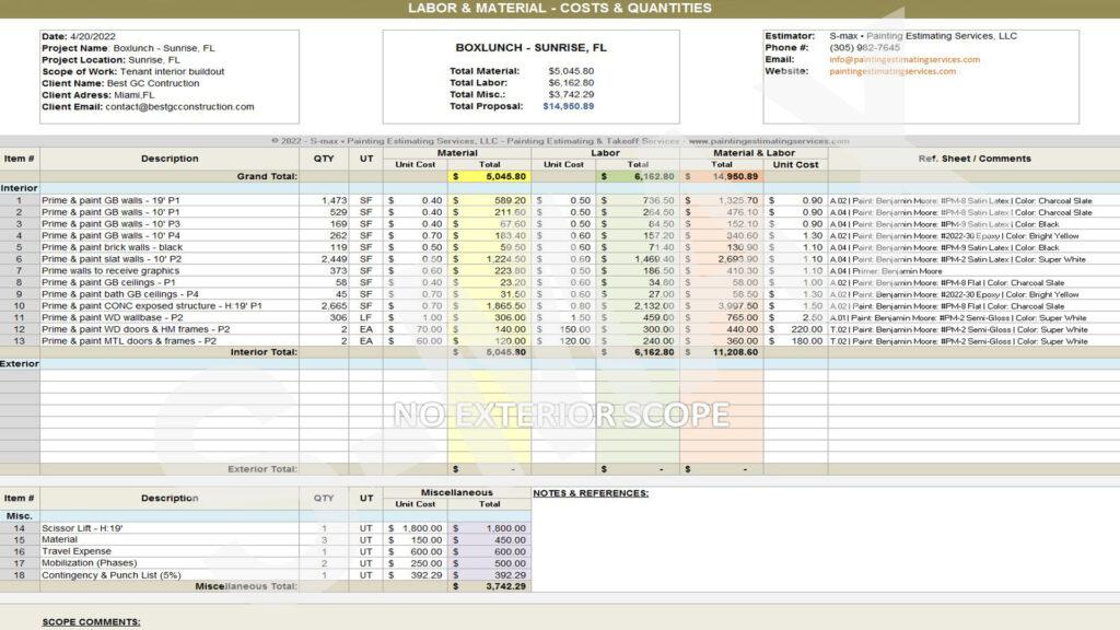 Painting Estimating Services & Takeoff Services | S-max